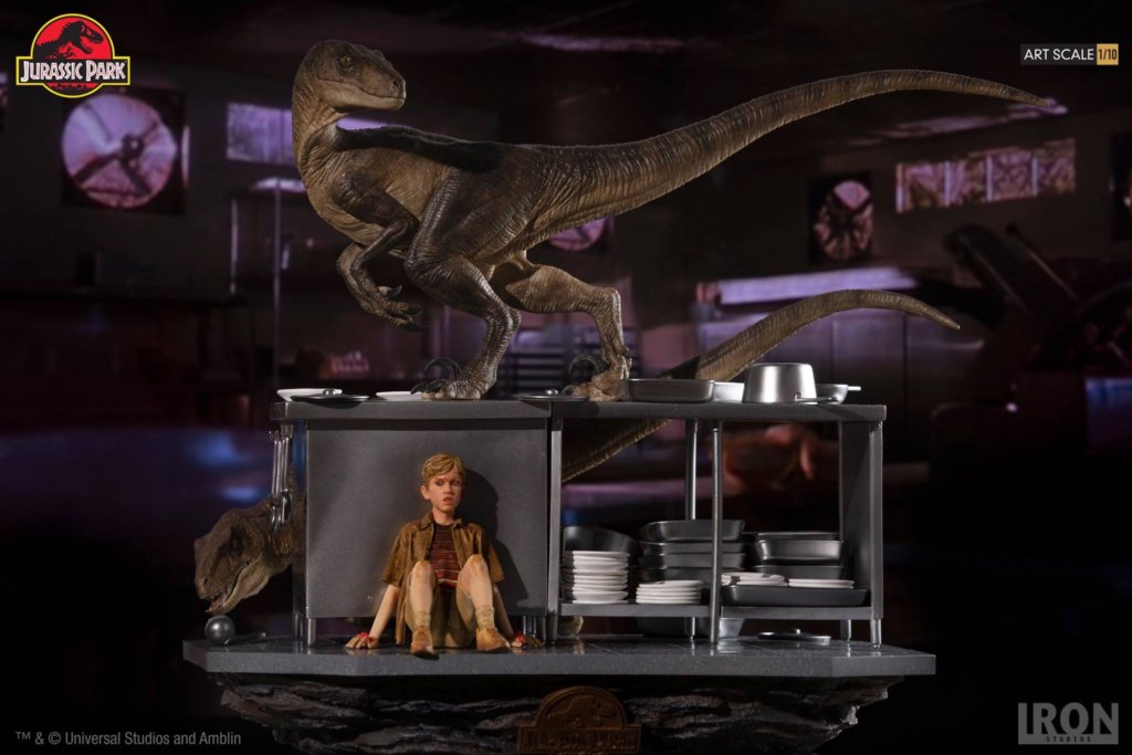 Iron Studios Unveil Incredible Jurassic Park Velociraptors in Kitchen ...
