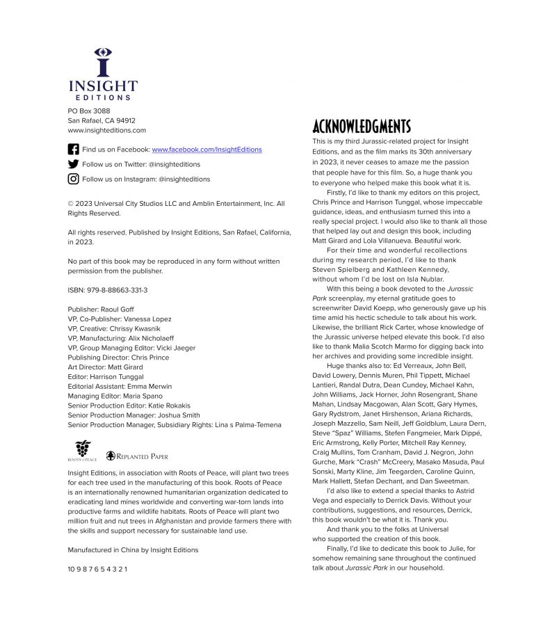 ‘Jurassic Park: The Official Script Book’ From Insight Editions Is Loaded With Annotations ...